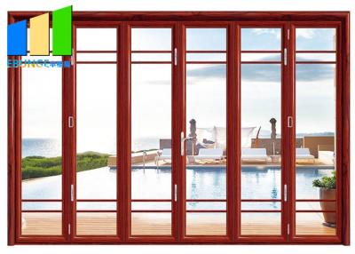 China Exterior Patio Red Folding Glass Stack Bifold Door With Aluminum Frame for sale
