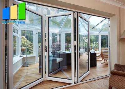 China Outdoor Aluminium Bi Folding Glass Door Accordion Sliding Patio Folding Doors 6063-T5 14 Panes for sale