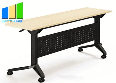 China Modern Folding Conference Table 25mm MFC Wooden Office Desk with Metal Legs for sale