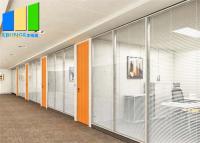 China Demountable Soundproof Office Partition Double Glass Fixed Wall 12mm Aluminum Frame for sale