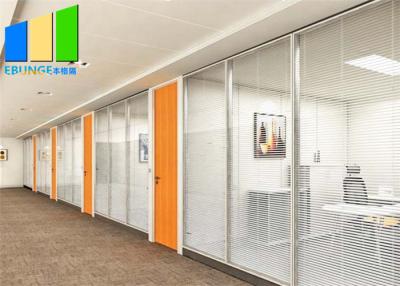 China Demountable Soundproof Office Partition Double Glass Fixed Wall 12mm Aluminum Frame for sale