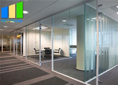 China 12mm Tempered Glass Office Partition Wall with Aluminum Frame Clear Glass 83mm THK for sale
