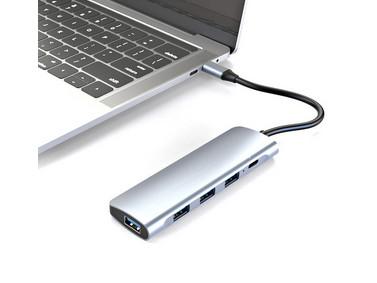 China Multiple USB C Hub with 5Gbps Speed, 7 Ports, 6.6 Inch Cable for sale