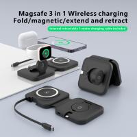 China Office Home Magsafe 3 In 1 Foldable Magnetic Wireless Charger For Samsung / Iphone for sale