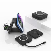 China Office Home Magsafe 3 In 1 Foldable Magnetic Wireless Charger For Samsung / Iphone for sale