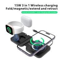 China Office Home Magsafe 3 In 1 Foldable Magnetic Wireless Charger For Samsung / Iphone for sale