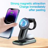 China Multiple Devices Magnetic Wireless Charger Stand 3 In 1 Foldable Wireless Charger for sale