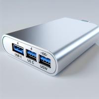 China Silver USB C Hub with 4 USB 3.0 Ports and 100W Power Delivery for sale