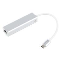 China Aluminium Case 3 Ports RJ45 Ethernet USB Type C Hub for sale