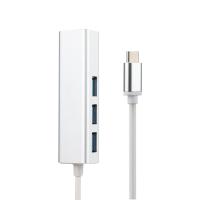 China Aluminium Case 3 Ports RJ45 Ethernet USB Type C Hub for sale