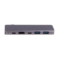 China Gray 5 In 1 Type C 3.0 Powered Usb Hub For Macbook Pro for sale