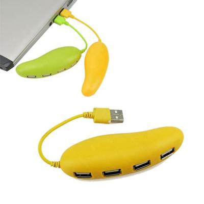 China Gift Yellow Mango Shape Usb 2.0 Hi Speed 4 Port Mini Hub for sale