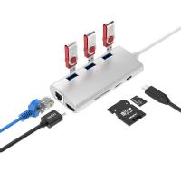 China PC Laptop 8 In 1 2K 4K Multiple Usb C Port Hub for sale