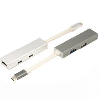 China HDMI 4K Silver 5 In 1 Aluminum Alloy Powered USB C HUB for sale