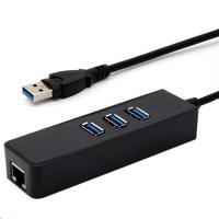 China RJ45 Gigabit Ethernet Plastic ABS 3 Port USB 3.0 HUB for sale