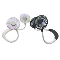 China Rechargeable LED Light Hanging Neck USB Charging Mini Fan for sale