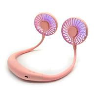 China Rechargeable LED Light Hanging Neck USB Charging Mini Fan for sale