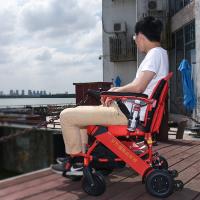 China Aluminum Alloy Red 18 KG Classic Foldable Electric Wheelchair for sale