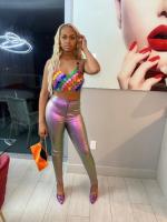 China Holographic Sequin Bustier Corset Top Backless Halter Chain Detail Night Out Free Size for sale