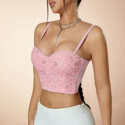 China BUSTIER QUEEN BQ02 Lightly Padded Floral Lingerie Bustier Top Adjustable Straps XS-L for sale