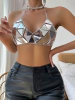China Sequin Mirror Bustier Body Chain Sexy Night Out Clubwear Free Size Sleeveless Slim Fit for sale