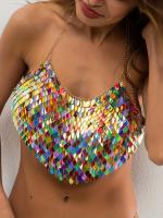 China Sequin Bustier Body Chain Sexy Club Night Out Sleeveless Slim Fit Free Size Summer for sale
