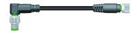 China IP67 M8 Connector Harness Double End Precast Wire Harness PNP Belt LED Lamp Male Bend / Female Straight 3P PVC 3m for sale