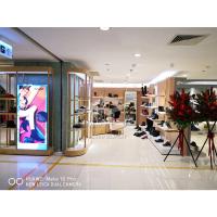 China Metal Halide Shoe Display Racks For Shop 20mm Thick MDF Baking Paint Finished for sale