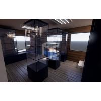 China Monomer Design Blue Smoke Shop Furniture 10mm Tempered Glass for sale