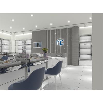 China 3D Design ODM Jewelry Shop Furniture Showroom Jewellery Vitrine Powder Coated for sale