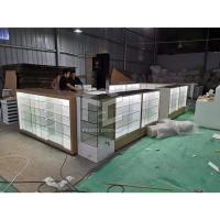 China 20mm MDF Mobile Phone Display Showcase 3pcs Storages Tempered Glass Top for sale