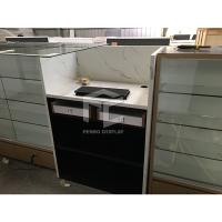 China 10mm Thick Glass Cell Phone Display Cabinet T4 LED Light Glass Display Shelves for sale