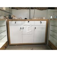 China 10mm Thick Glass Cell Phone Display Cabinet T4 LED Light Glass Display Shelves for sale