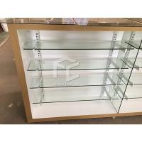 China 10mm Thick Glass Cell Phone Display Cabinet T4 LED Light Glass Display Shelves for sale