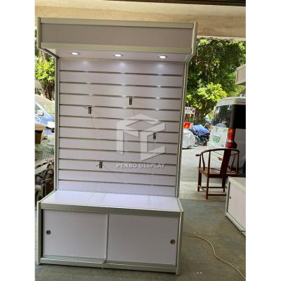 China T5 Light Phone Accessories Slatwall Display Case 16mm Thick MDF for sale