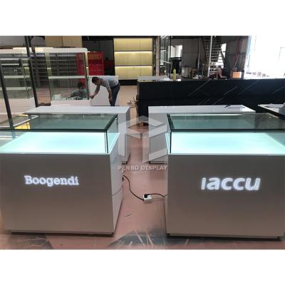 China 12pcs Drawers Glass Mobile Phone Display Showcase 1200x2400mm With LED Light for sale