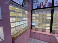 China Metal Halide Eyeglass Storage Cabinets 8mm Tempered Glass Wall Cabinet for sale