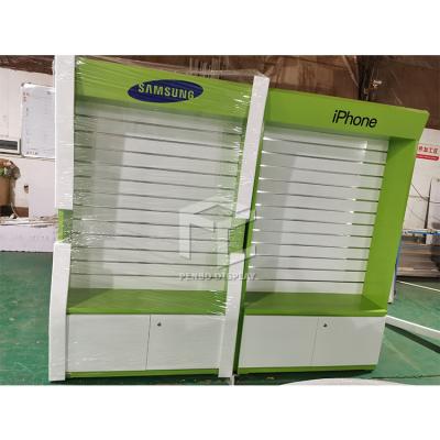 China Slat Wall Display Phone Store Furniture Cabinet 5mm Thick MDF for sale