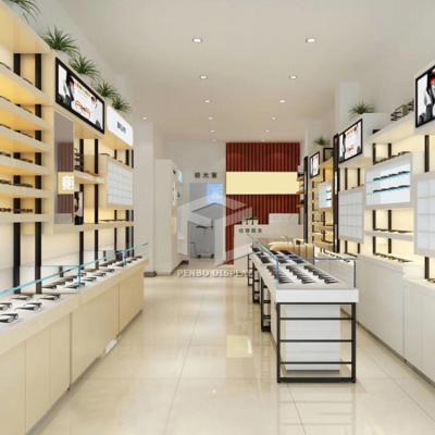 China ODM Sunglass Display Case Wall Cabinet With 8mm Thick Solid Wood for sale