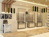 China Hierarchy Optical Shop Display Cabinets Racks Display 10mm Thick Tempered Glass Loaded for sale