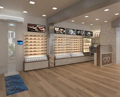 China Monomer Design Optical Shop Display Cabinets 10mm Tempered Glass for sale