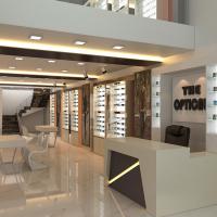 China Monomer Design Optical Shop Display Cabinets 10mm Tempered Glass for sale