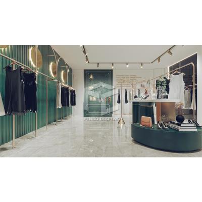 China Lady Clothing Electroplate Boutique Display Racks Stands Customized for sale
