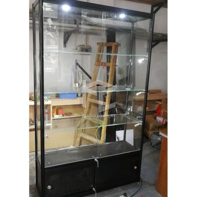 China Aluminum Glass Display Showcase Brushed Store Display Cabinet for sale