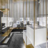 China 3D Rendering Jewelry Shop Furniture 10mm Thick Glass Jewellery Showroom Furniture Counter for sale