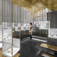 China 3D Rendering Jewelry Shop Furniture 10mm Thick Glass Jewellery Showroom Furniture Counter for sale
