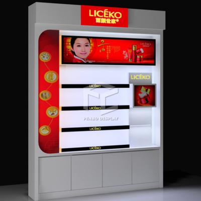 China Monomer Design Cosmetic Shop Display 20mm MDF Stand Skin Care Stand for sale