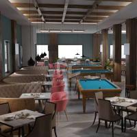 China Monomer Design Cafe Interior Design With 12mm Thick MDF for sale