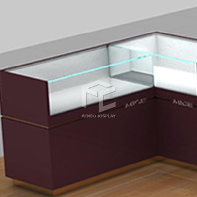 China 10mm Thick MDF Glass Watch Display Counter 120*62cm Glossy Plated for sale