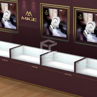 China 10mm Thick MDF Glass Watch Display Counter 120*62cm Glossy Plated for sale